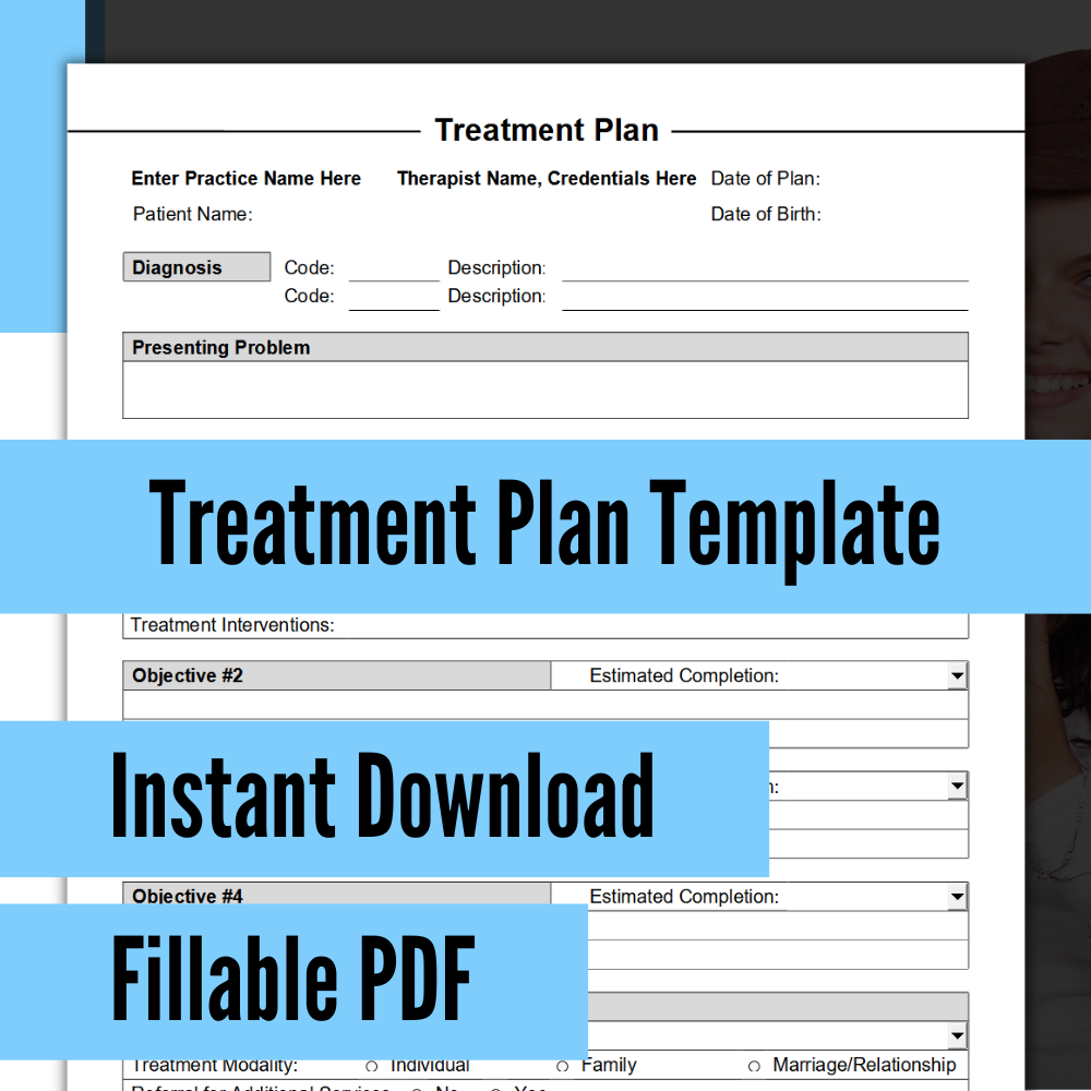 Treatment Plan Template PDF For Counseling Fillable Fields 